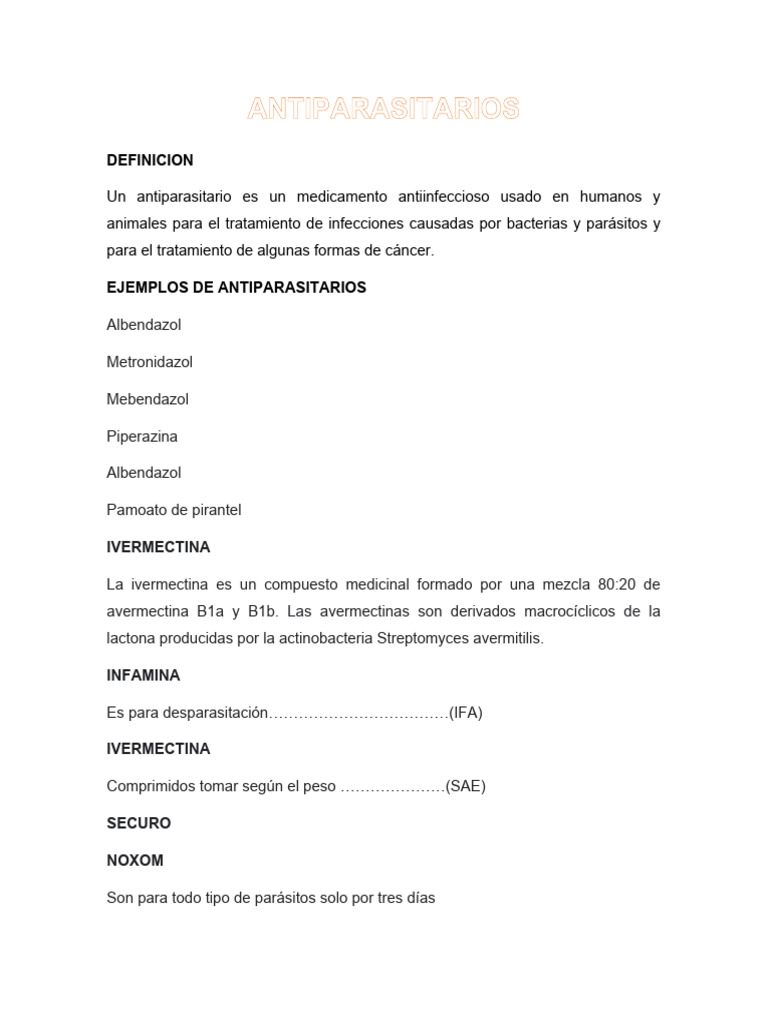 ANTIPARASITARIOS | PDF