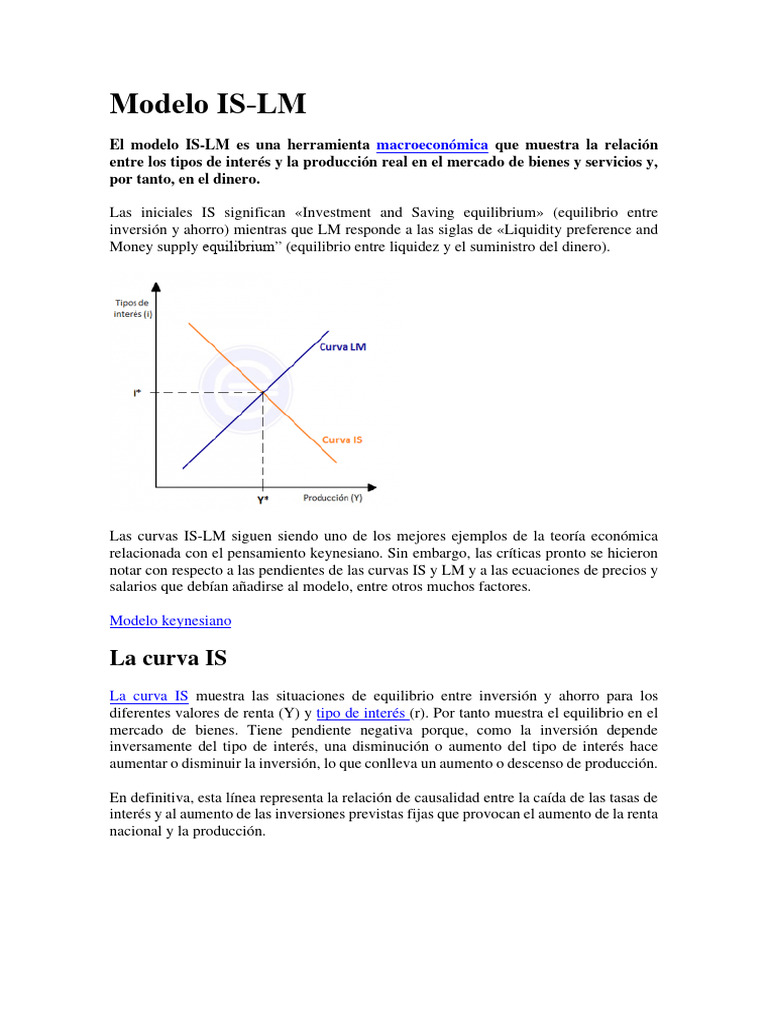 03 - kModelo IS LM | PDF | Oferta (economía) | Equilibrio económico