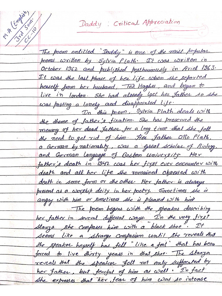 Daddy by Sylvia Plath | PDF