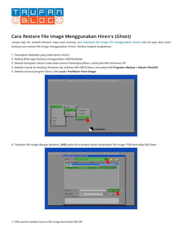 Cara Restore File Image Menggunakan Hiren's (Ghost) - Taufan Blog | PDF ...