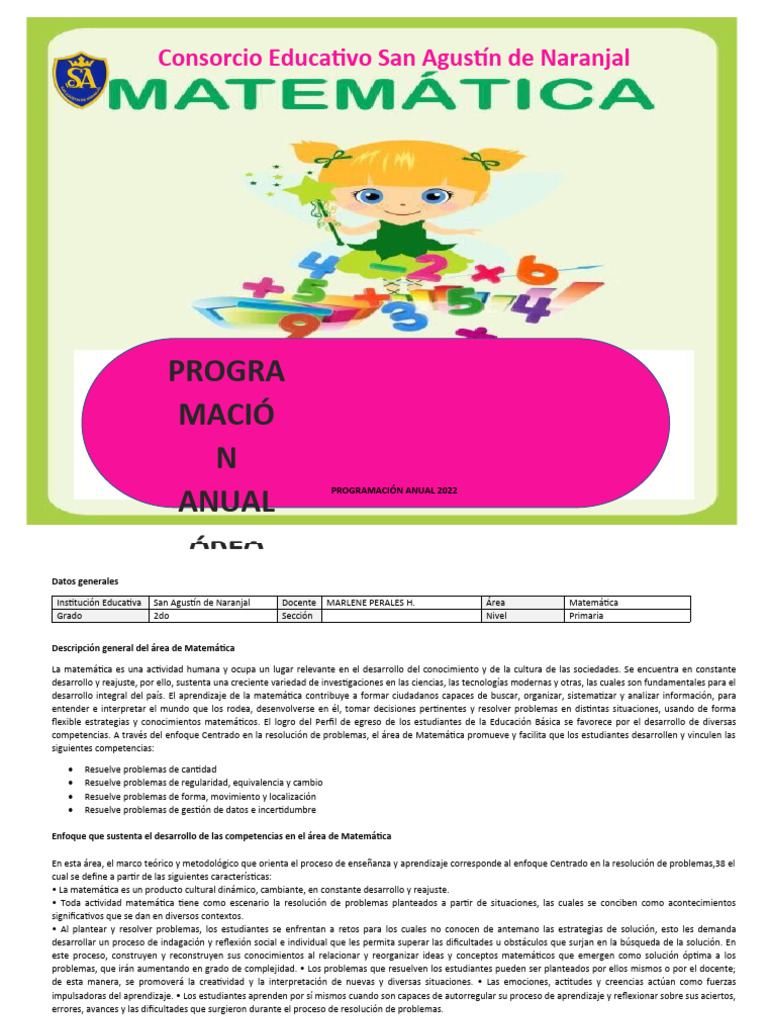 PROGRAMACIÓN ANUAL 2022 - 2do | PDF