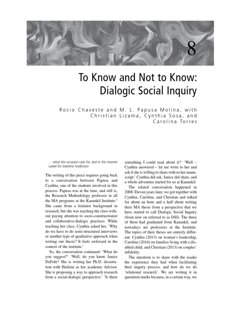 Social Dialogic Inquiry - The SAGE Handbook of Social Constructionist ...