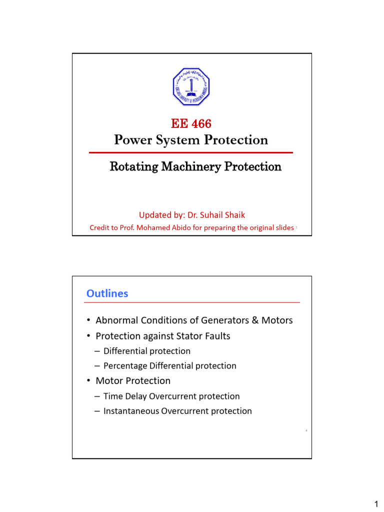 06-Rotating Machinery Protection | PDF | Electric Motor | Relay