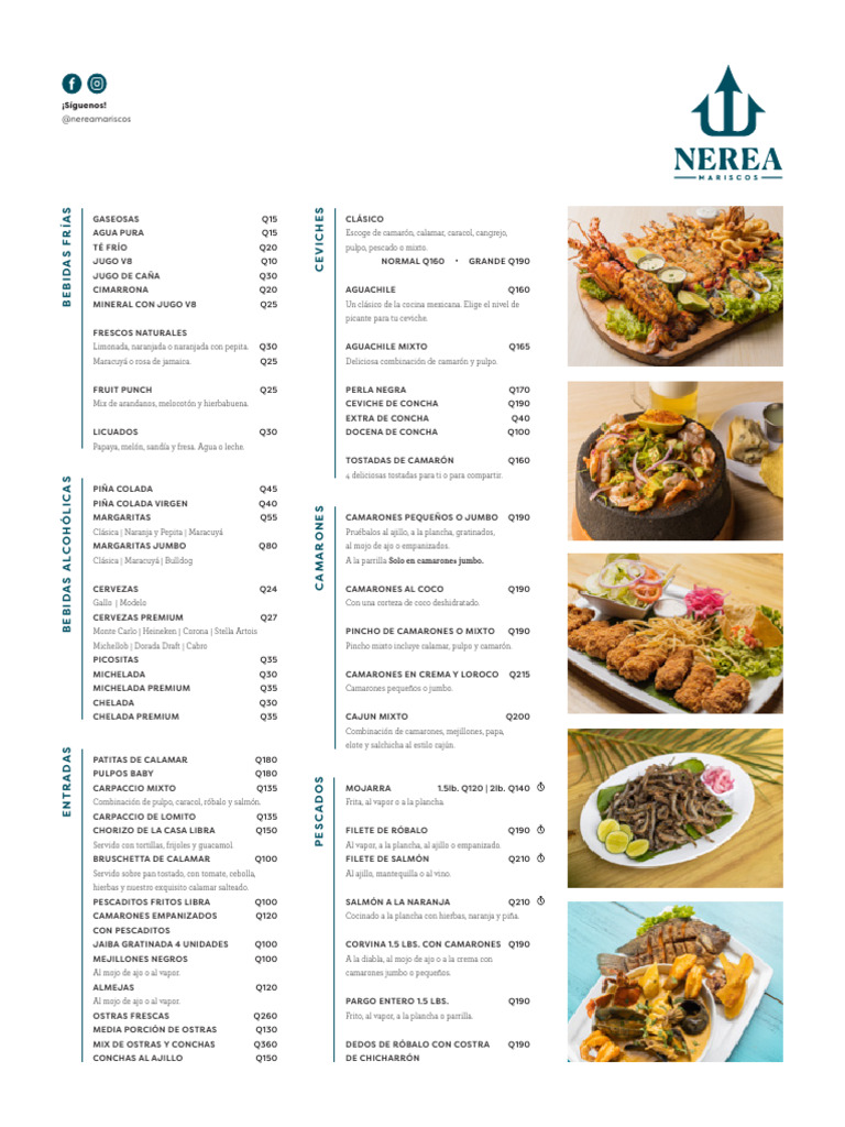 Menú Escuintla | PDF | Mariscos | Postres