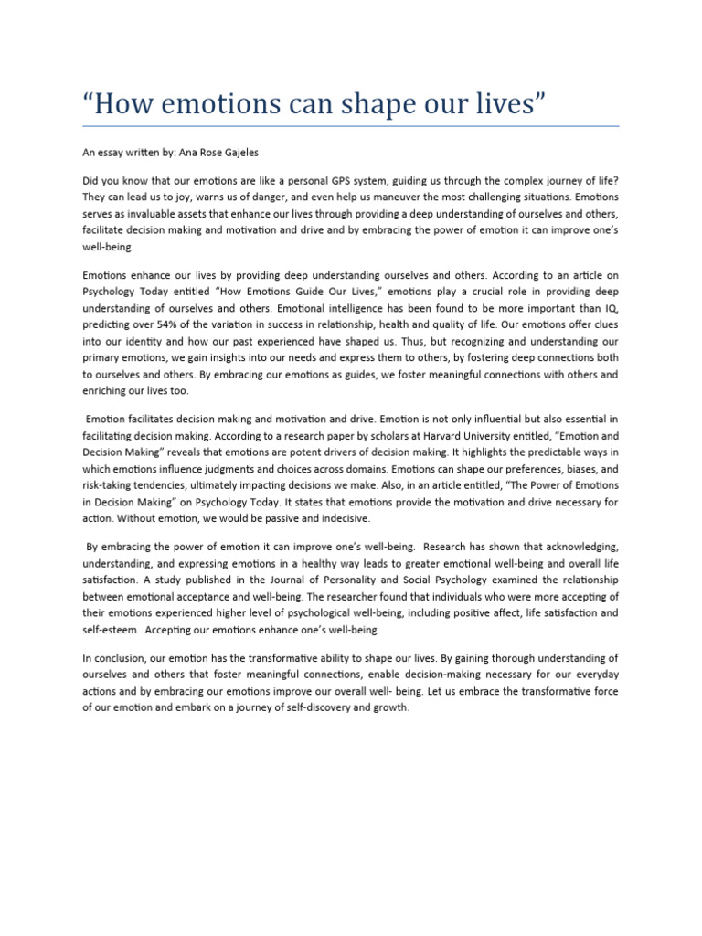 How Emotions Can Shape Our Lives | PDF | Emotions | Decision Making