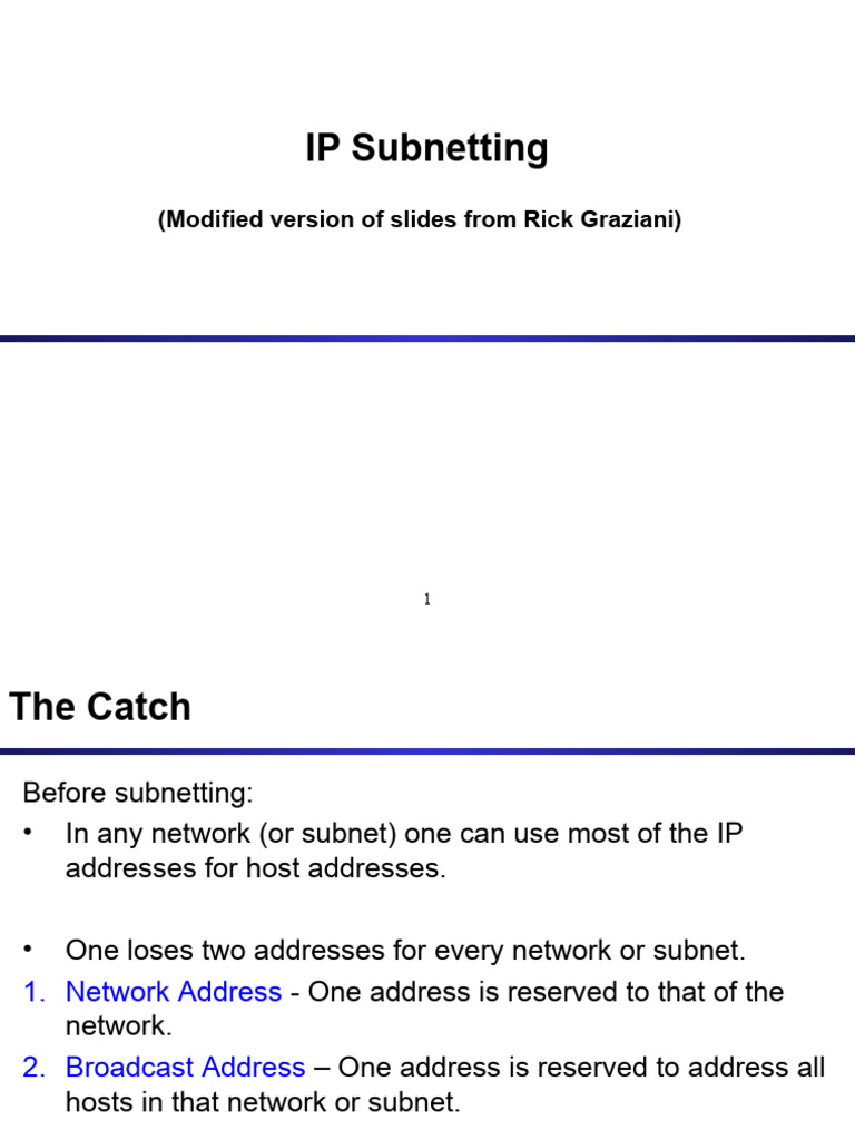 Sub Netting | PDF | Data Transmission | Communications Protocols