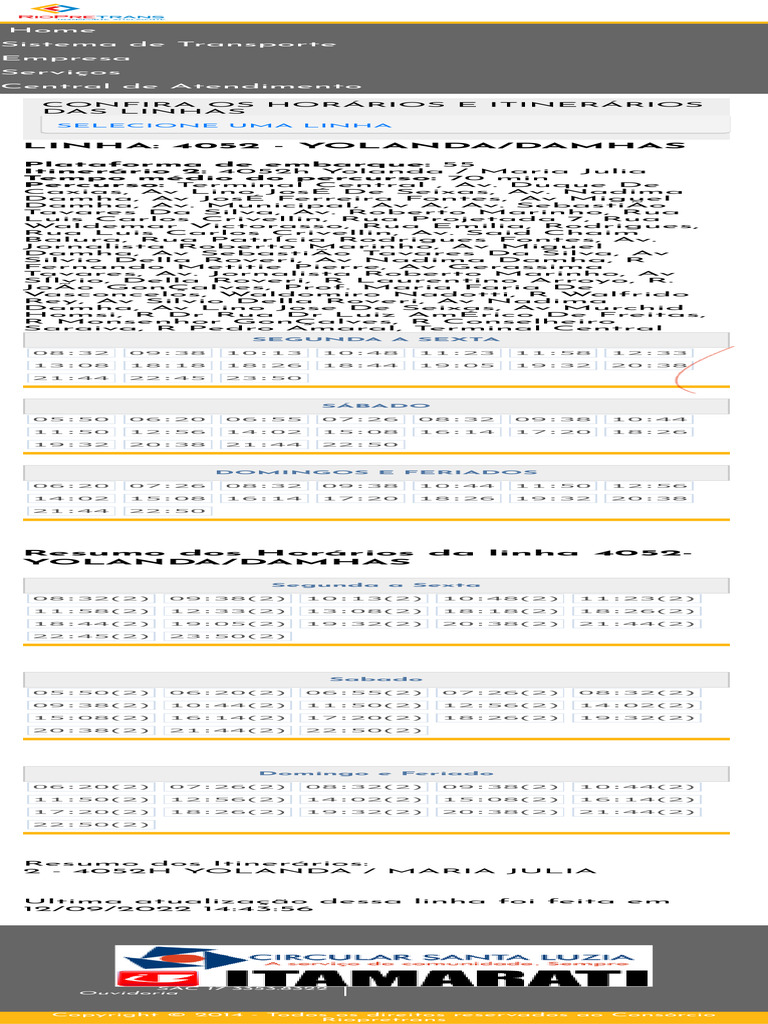 Linha 4052 Yolanda Damahs Horários | PDF