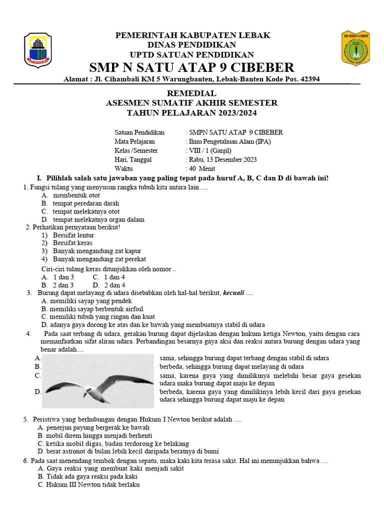 Remedial IPA Kelas VIII SMPN 9 Cibeber | PDF