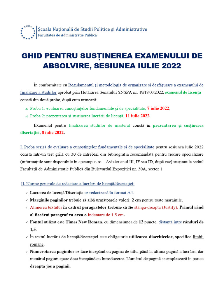 Ghid Examene de Absolvire - 2022 | PDF