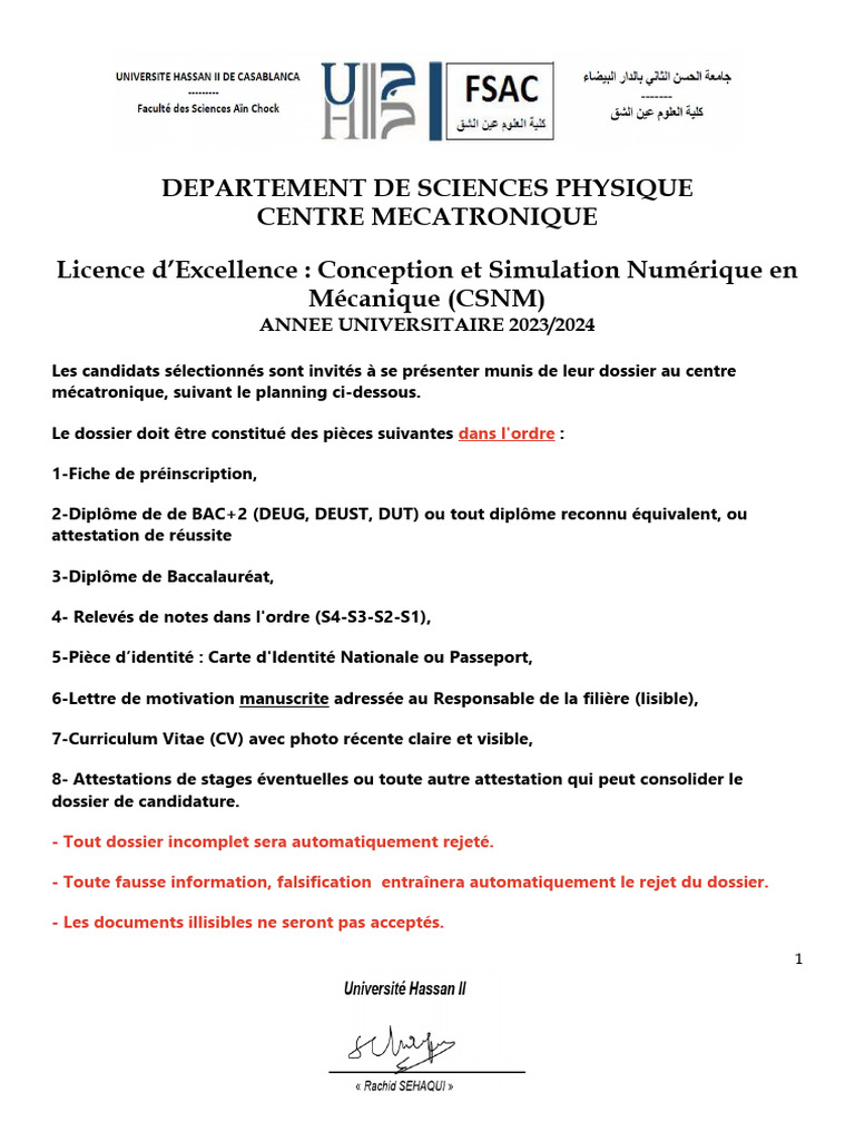 Licence - D Excellence CSNM - ORAL - 2023-2024 | PDF