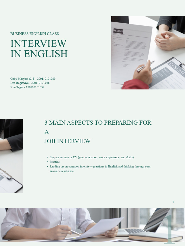 Interview in English - Group 3 | PDF | Job Interview | English Language