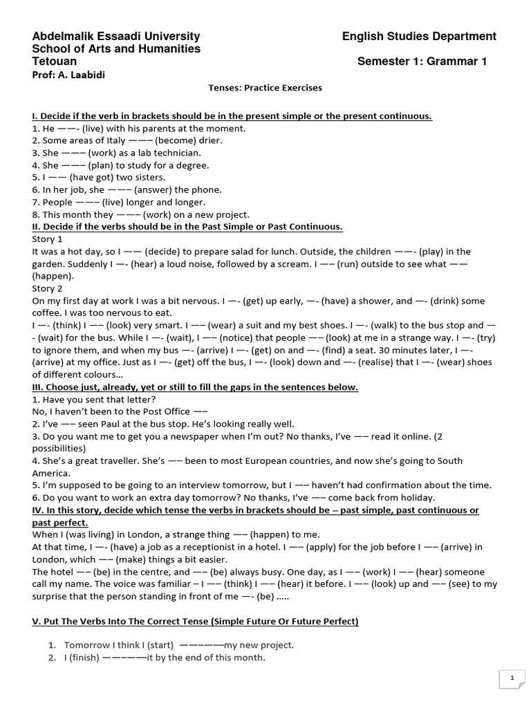 Tenses Practice | PDF Tenses Practice | PDF