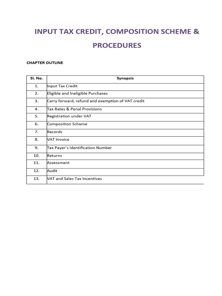 Input Tax Credit Composition Scheme 1 | PDF | Value Added Tax | Invoice