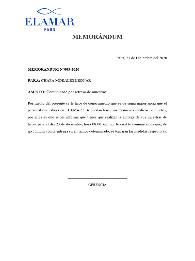 Memorandum N°005-2020 | PDF