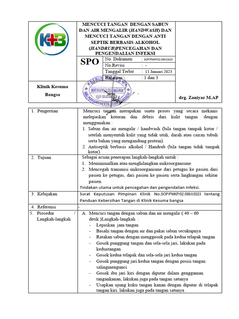 Sop Hand Hygiene | PDF