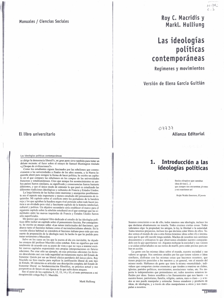 LECTURA 1995 Las Ideologías Políticas Contemporáneas (Roy Macridis) CAP ...