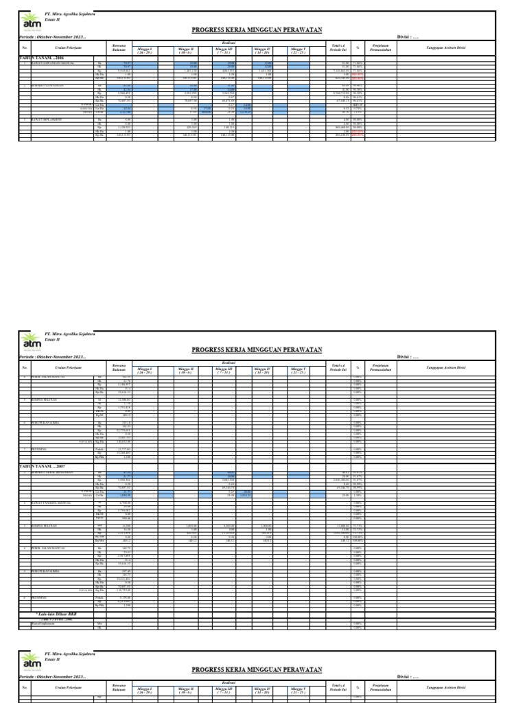 LAP. MINGGUAN DIVISI VI Nov | PDF