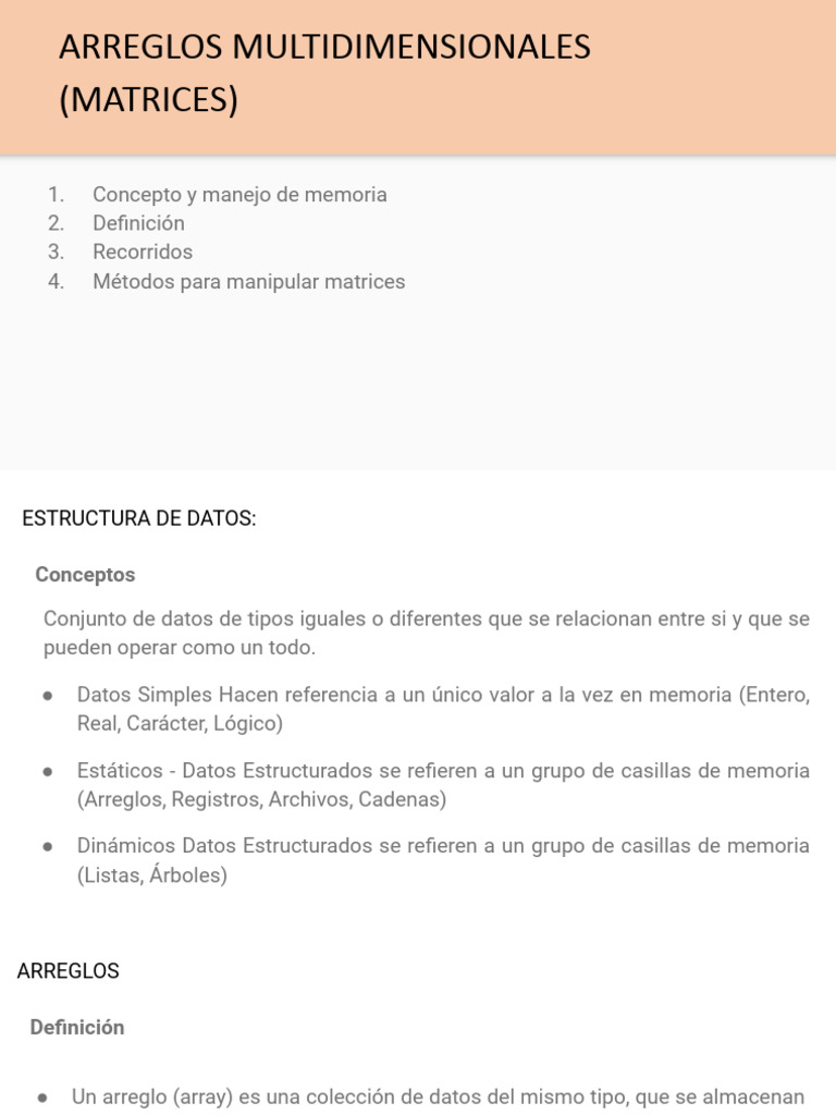 8-Arreglos Bidimensionales | PDF | Matriz (Matemáticas) | Ciencias de ...