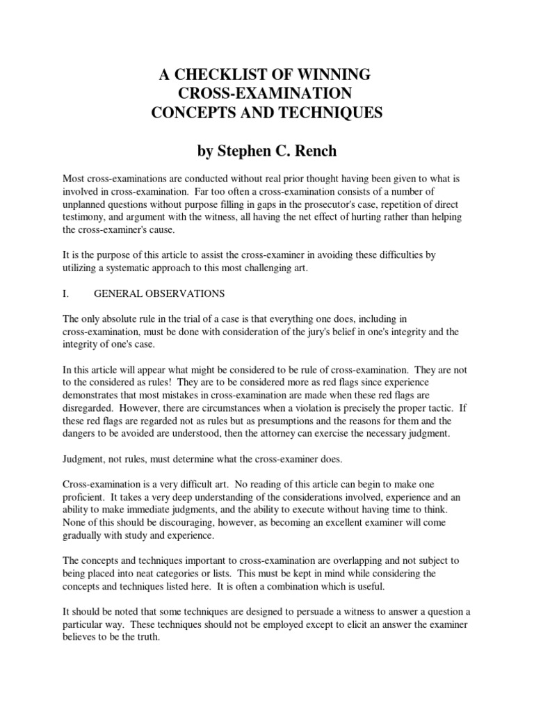 Winning Cross-Examination Techniques | PDF | Witness | Testimony