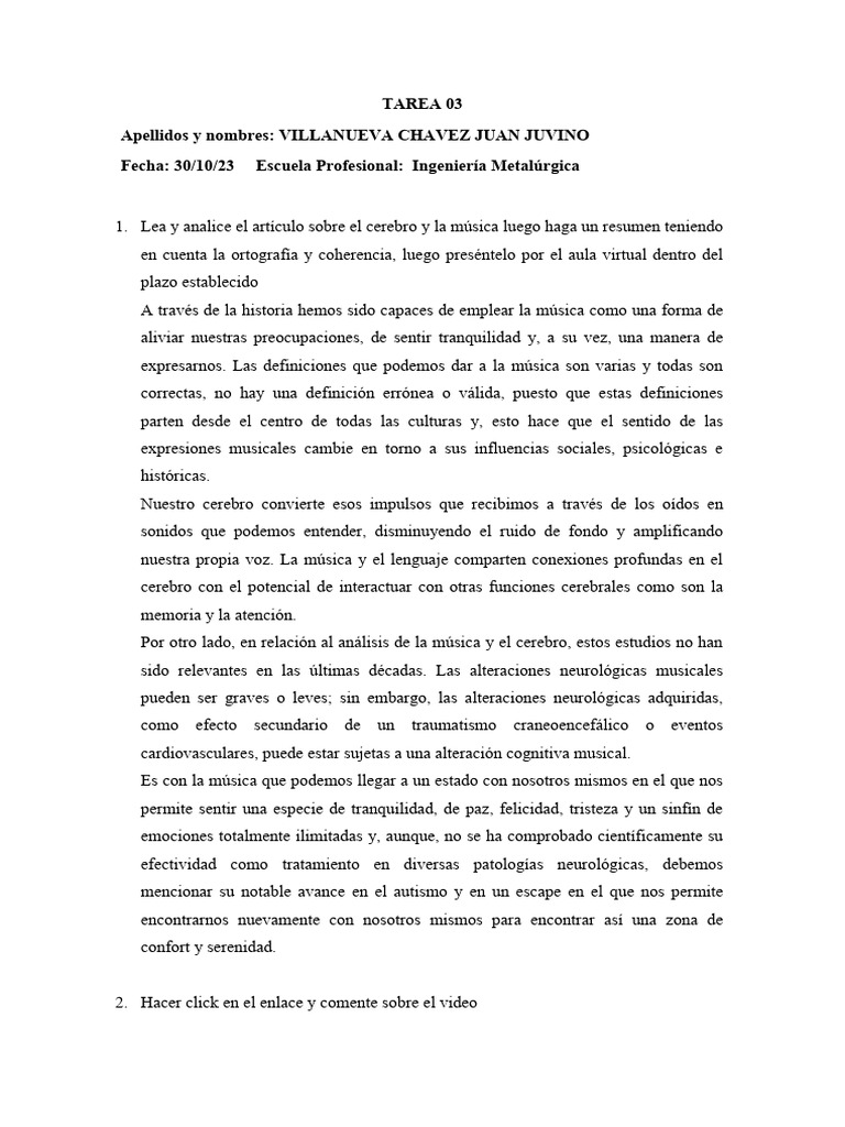 TAREA 03 - Arte | PDF | Cerebro | Neurología