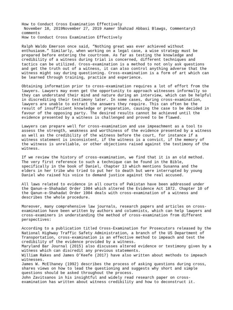 How To Cross Examination | PDF | Witness | Cross Examination