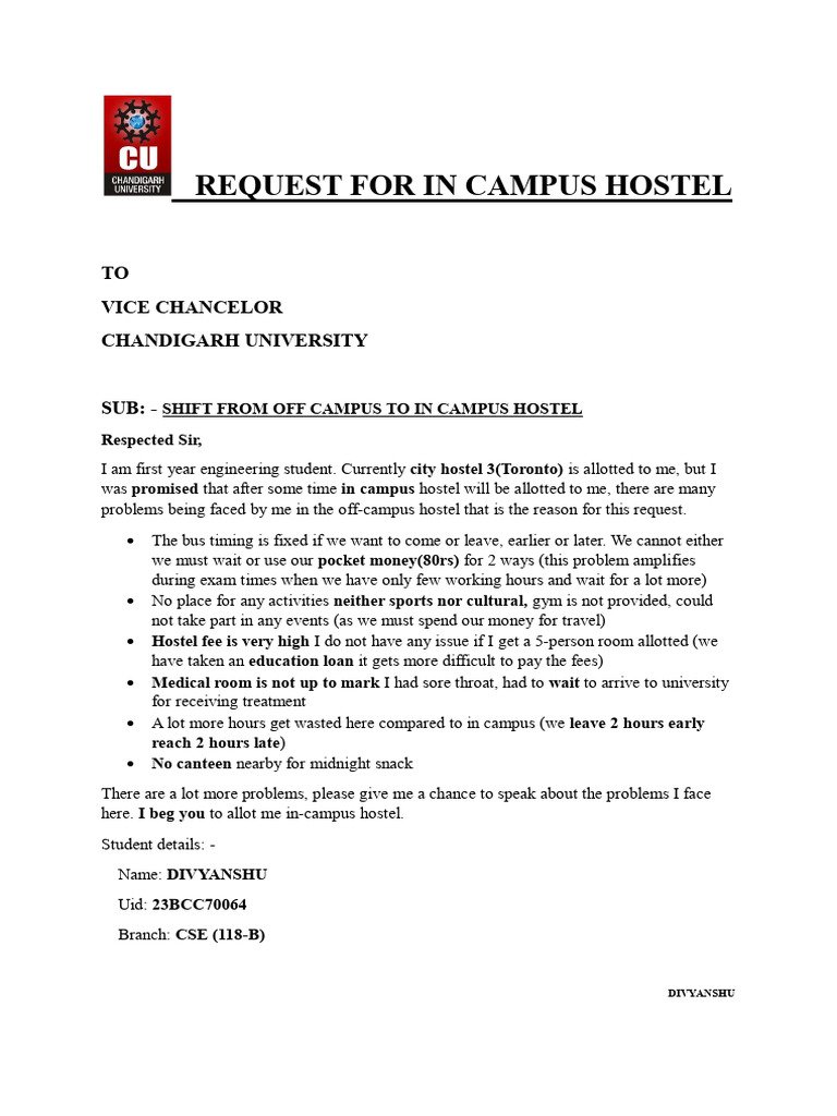 Divyanshu (Hostel) | PDF