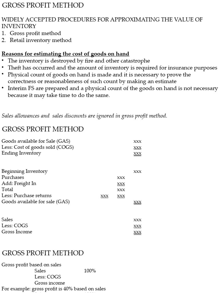 Chapter13 - Gross Profit Method | PDF | Cost Of Goods Sold | Inventory