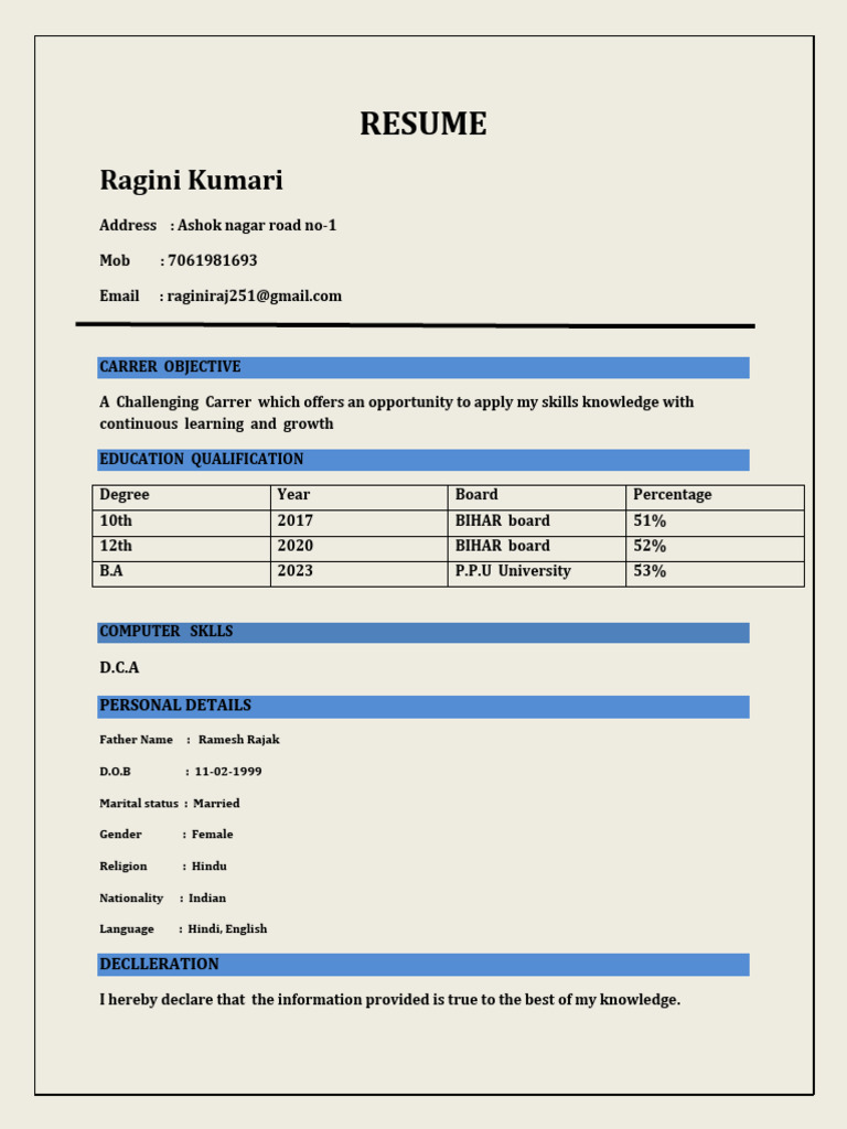 Ragini Mami Resume | PDF