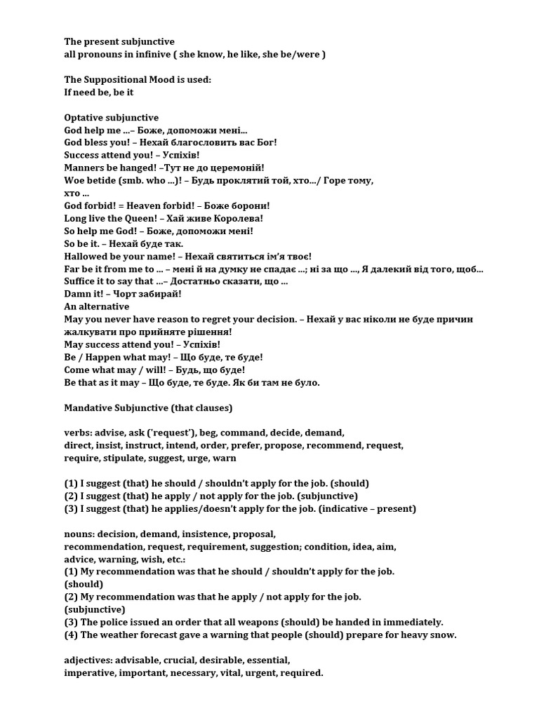 The Present Subjunctive | PDF | Linguistic Morphology | Grammar