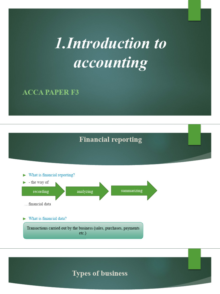 1.introduction To Accounting: Acca Paper F3 | PDF | Debits And Credits ...