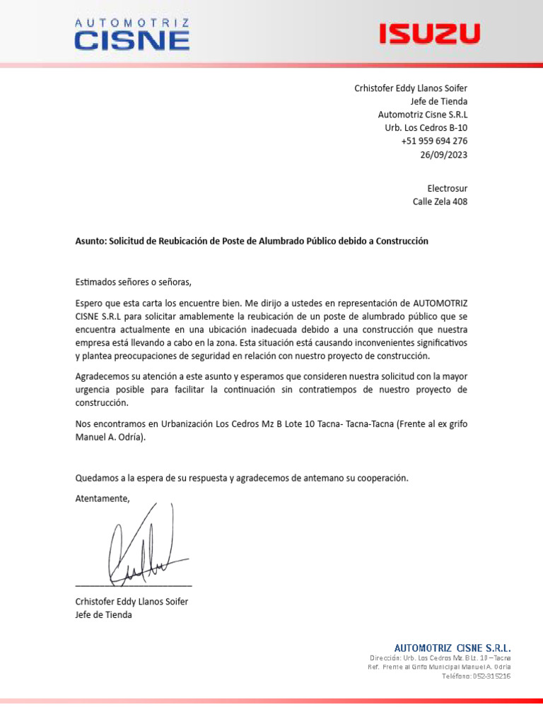 Solicitud de Traslado de Poste | PDF