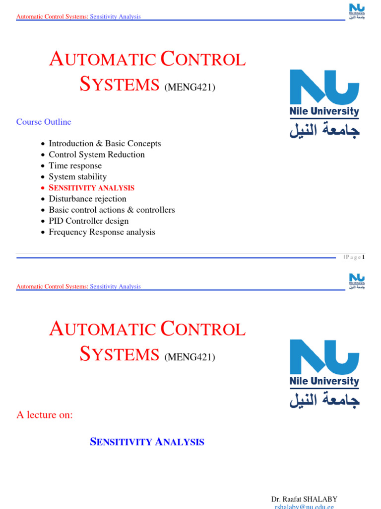 04 Sensitivity Analysis | PDF | Sensitivity Analysis | Control Theory