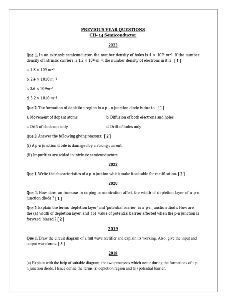 CH - 14 Semiconductor PYQ | PDF