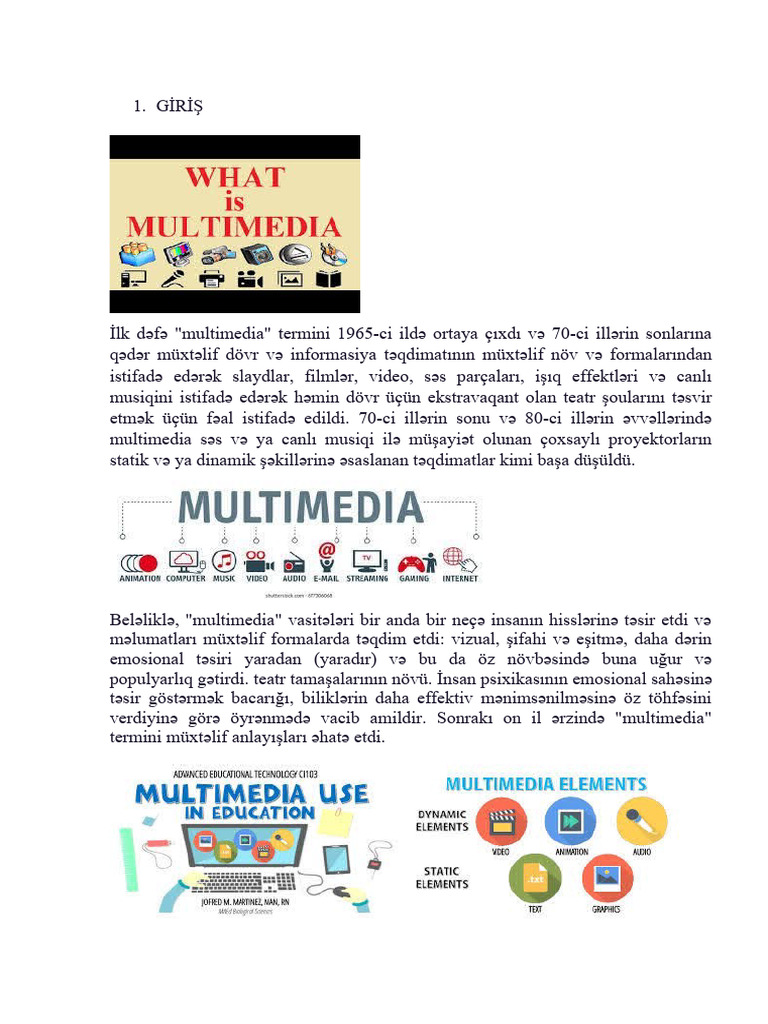 Mühazirə 1. Giriş. Multimedia Texnologiyası | PDF