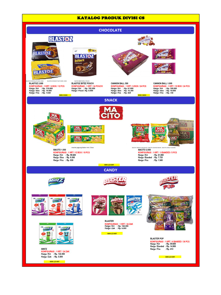 Katalog Harga Produk Blastoz dan Macito | PDF
