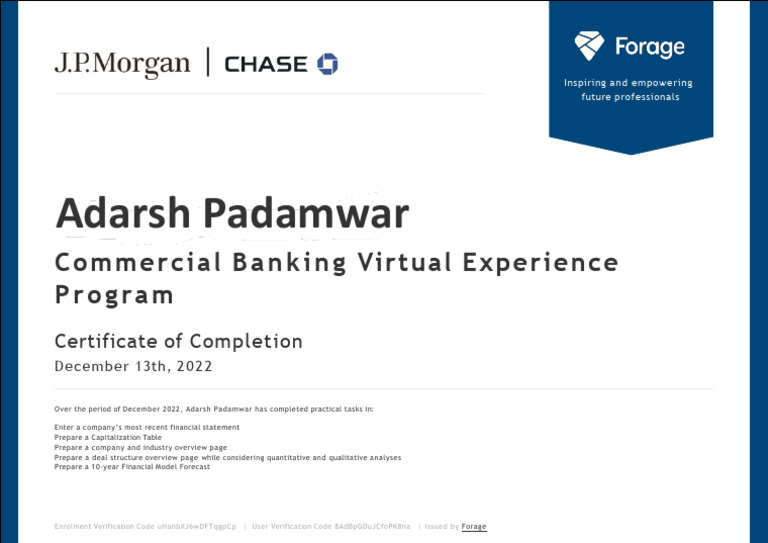 JP Morgan certificaTE 2 | PDF