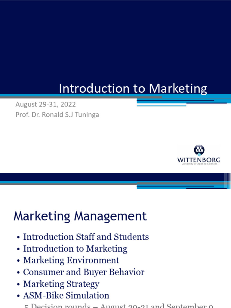 Wittenborg Presentation Intro in Marketing | PDF