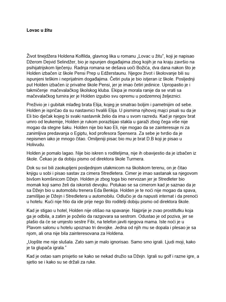 Lovac U Žitu | PDF