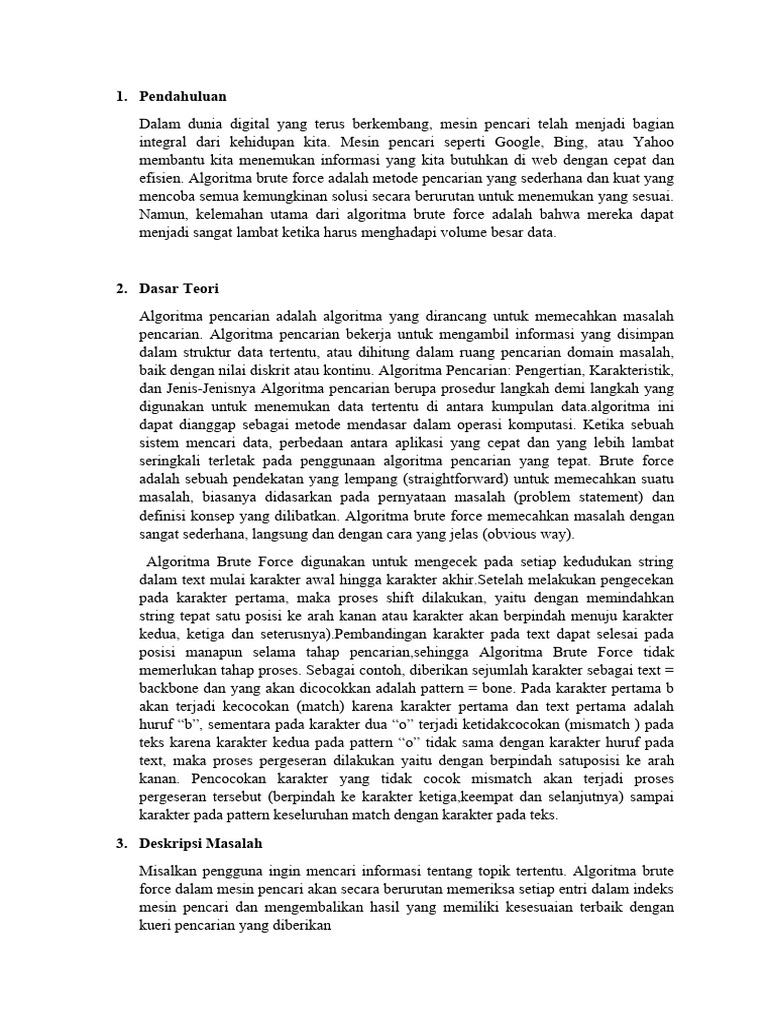 Implementasi Algoritma Brute Force Pada Mesin Pencari | PDF