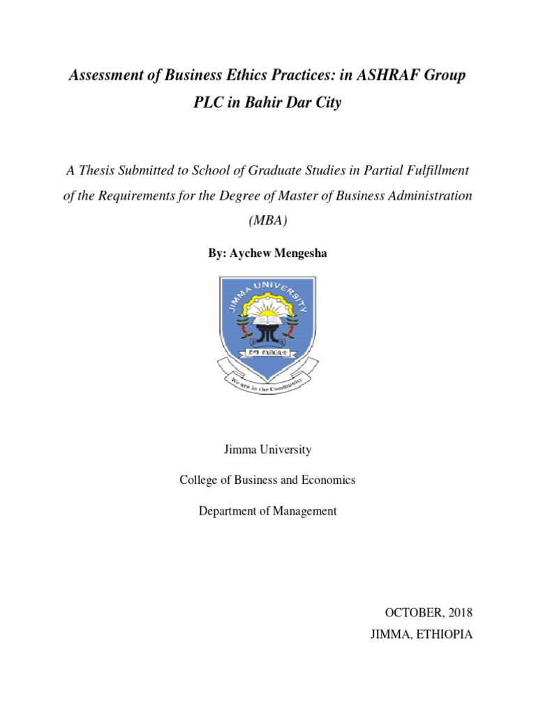Achu Final Thesis Pdf Business Ethics Corporate Social Responsibility