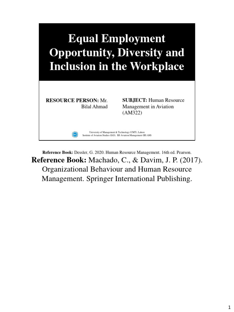 3-4 Lecture (Equal Employement Opportunity, Diversity and Inclusion ...