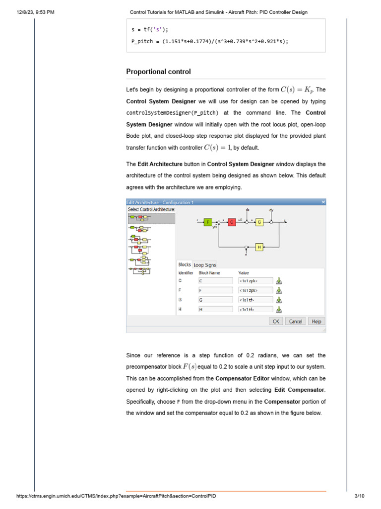 Control Tutorials For MATLAB and Simulink - Aircraft Pitch - PID Controller Design | PDF ...