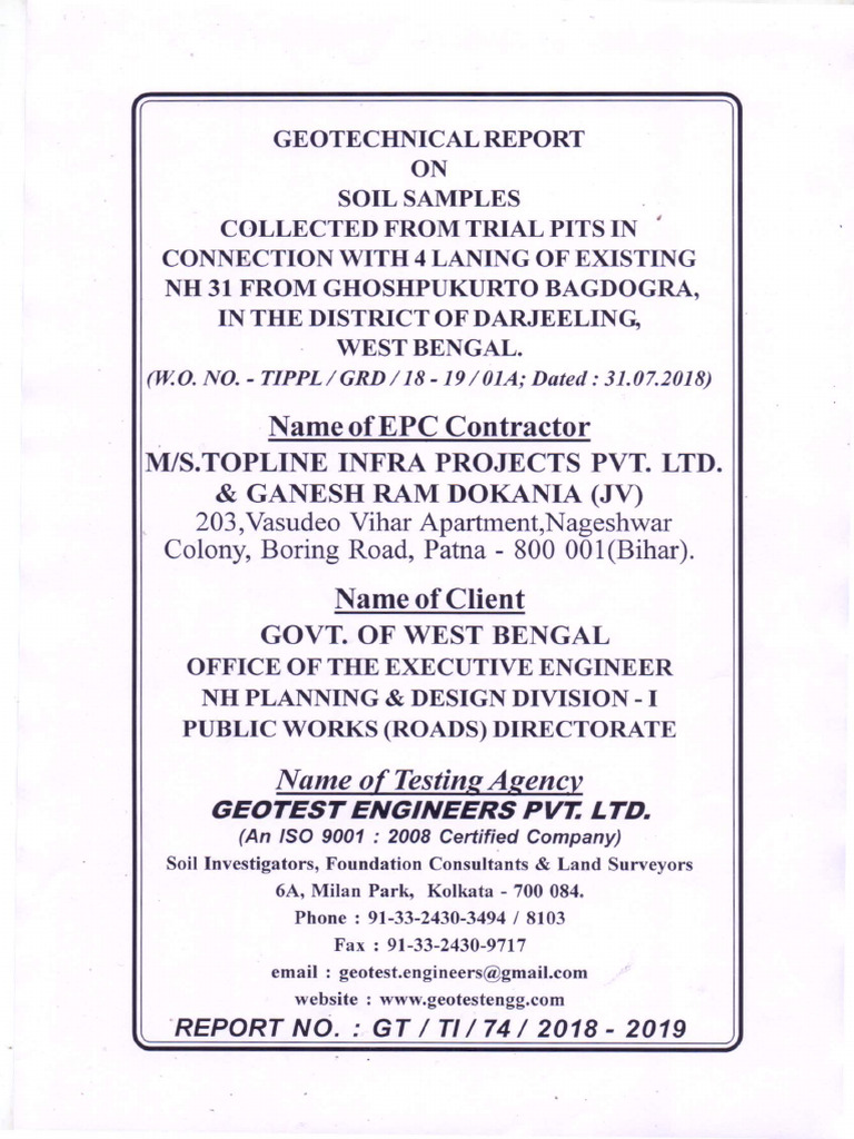 Trial Pit Report of Sample Format | PDF