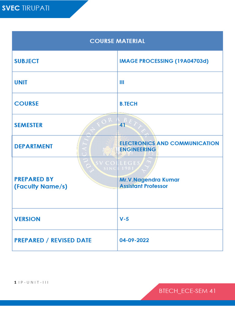 Ip Unit-3 | PDF | Image Segmentation | Computer Vision