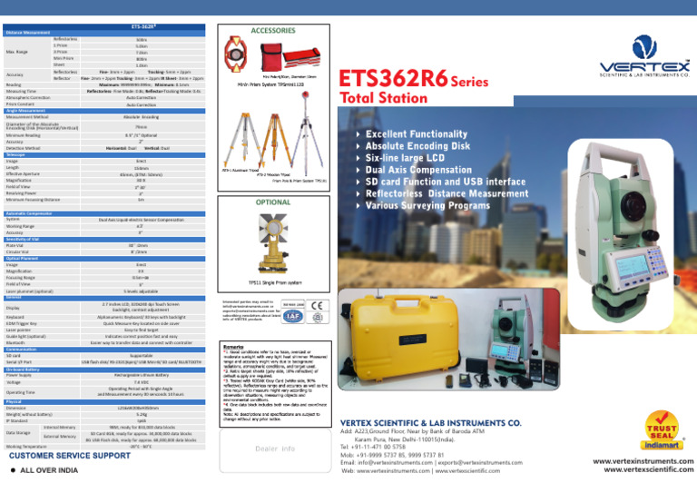 Vertex Scientific ETS362R6 Total Station | PDF | Computer Data Storage ...