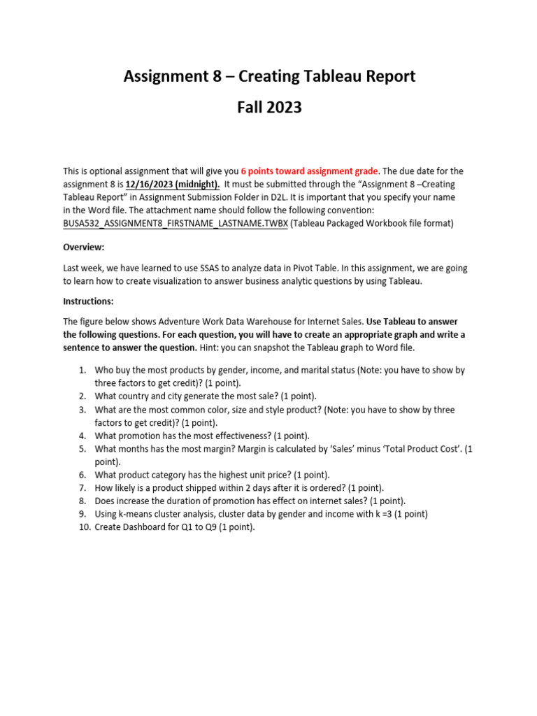 Assignment 8 - Creating Tableau Report | PDF