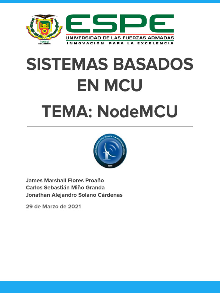 NRC5052 Tarea NodeMCU FloresMarshall MiñoCarlos SolanoJonathan | PDF | Entorno de desarrollo ...