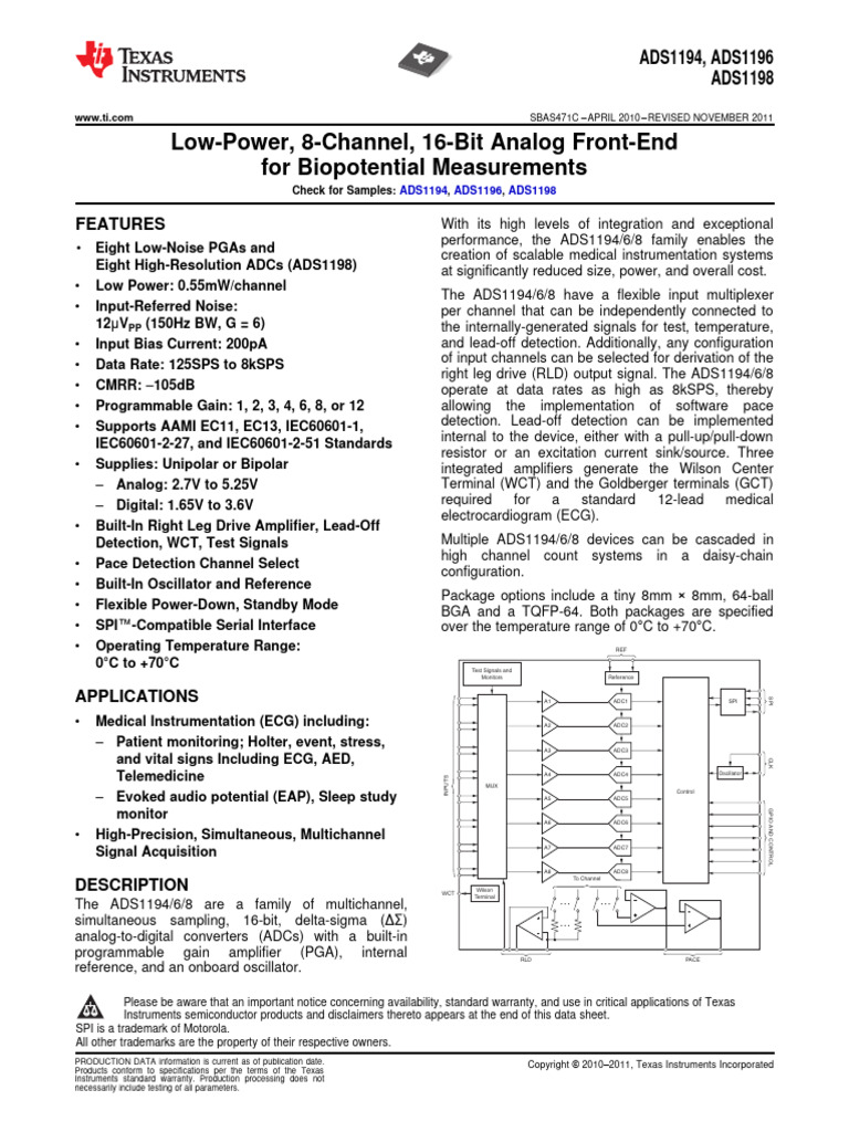 Ads 1194 | PDF | Amplifier | Electromagnetism