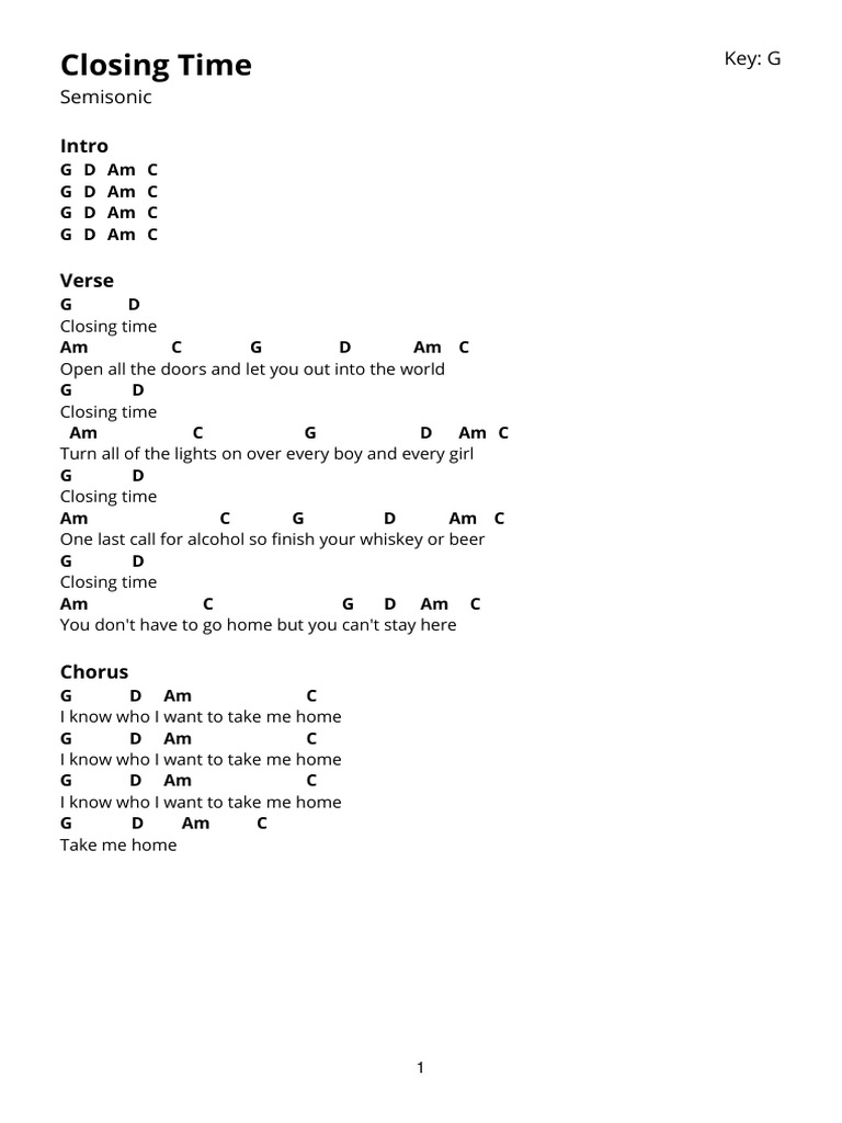 Closing Time | PDF | Song Structure | Songs