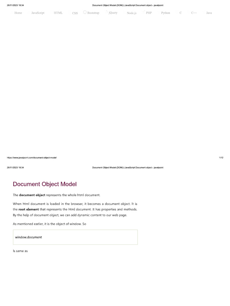 Document Object Model | PDF